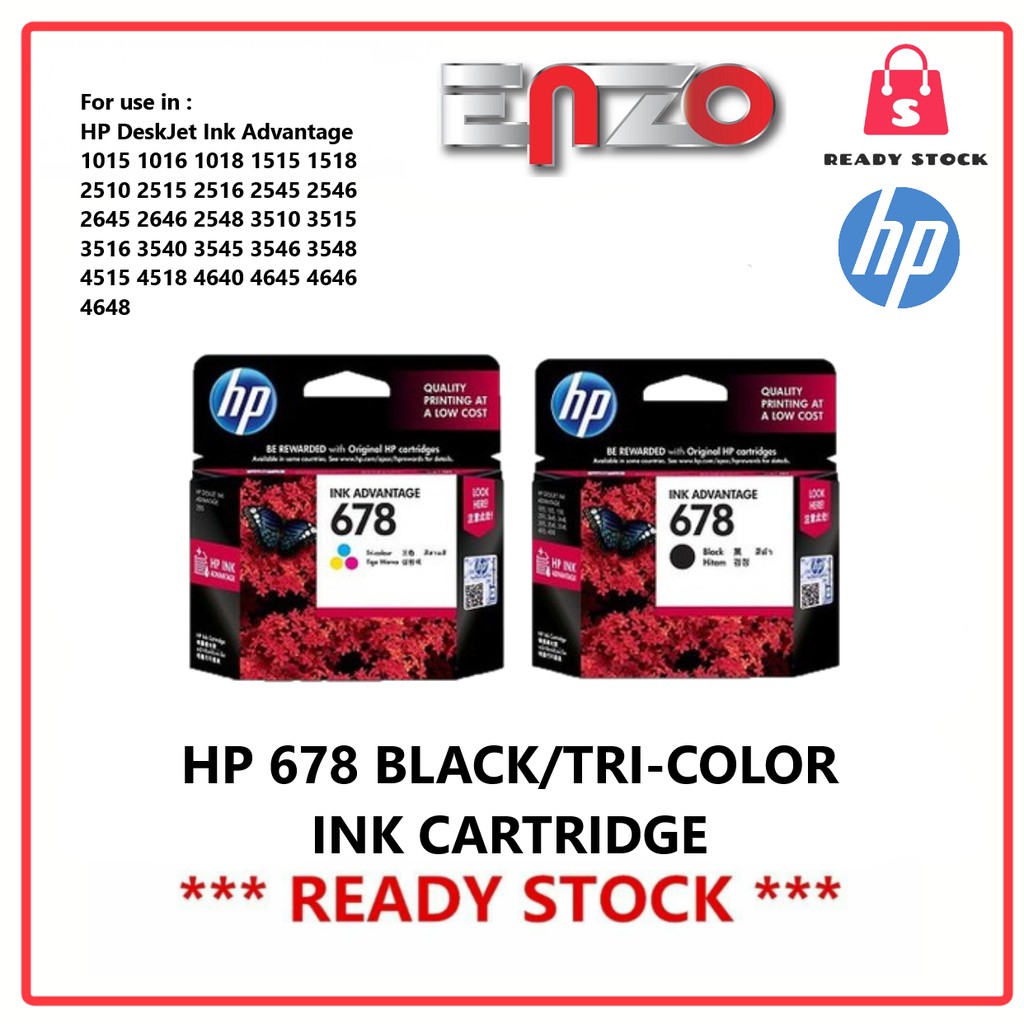 HP 678 BLACK/TRI-COLOR/ INK CARTRIDGE [ORIGINAL] | Shopee Malaysia