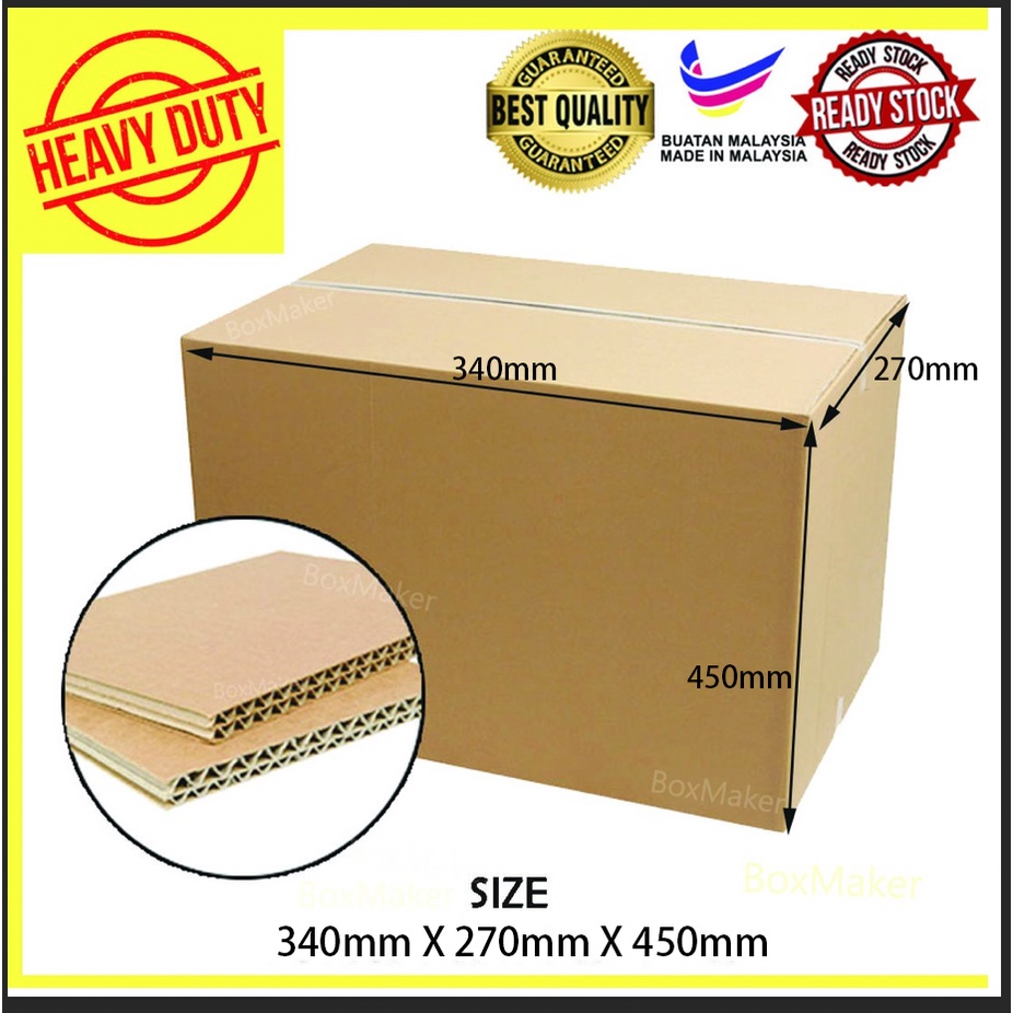 Heavy Duty Moving Box (Medium) 340x270x450mm | Shopee Malaysia