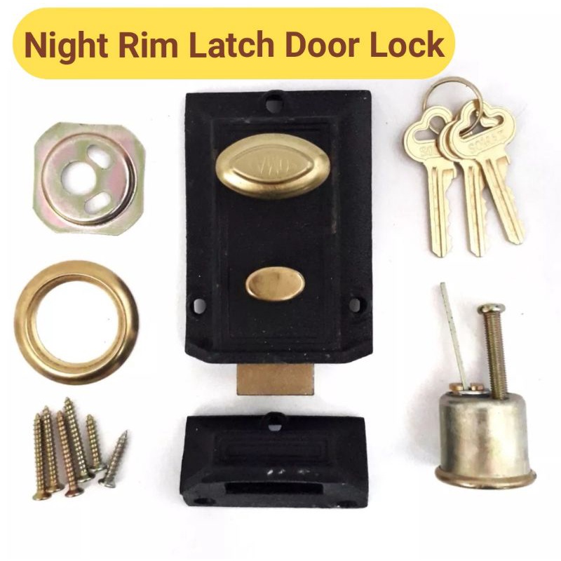 Traditional Wooden Metal Door Lock Rim Night Latch Home Security ...