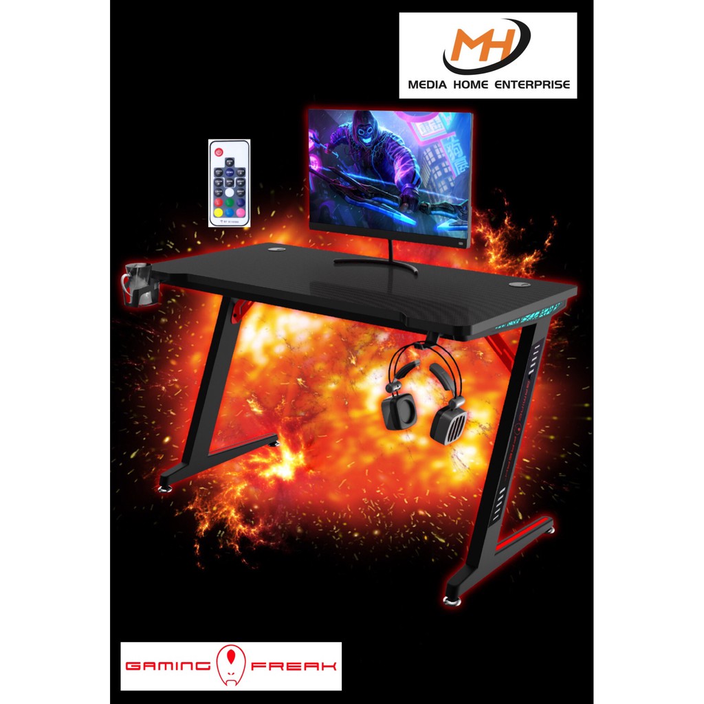 Gaming Freak Gaming Desk GF-GDB01RGB-BK - RGB light, Headphone Holder ...
