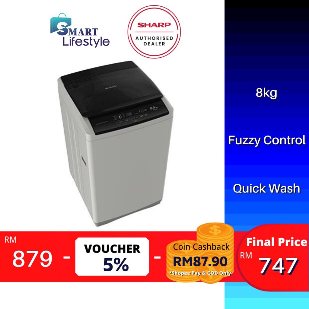 Sharp Fully Auto Washing Machine (8kg) ES818X/ES821X | Shopee Malaysia