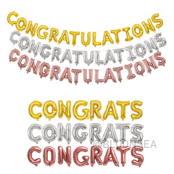 getah rambut 16 Inch Congratulations Foil Balloon Set Banner Bunting ...