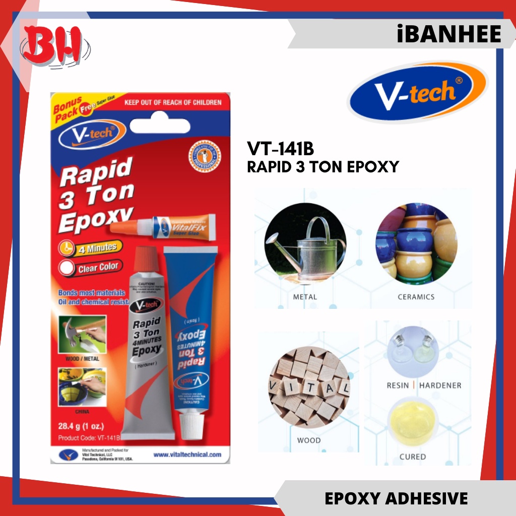 [iBH] V-TECH VT-141 RAPID 3 TON 4 MINUTES EPOXY 28.4G (1 oz.) | Shopee ...