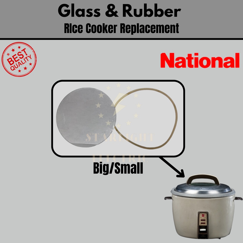 National & Panasonic Old Rice Cooker Replacement Glass & Rubber (Small ...