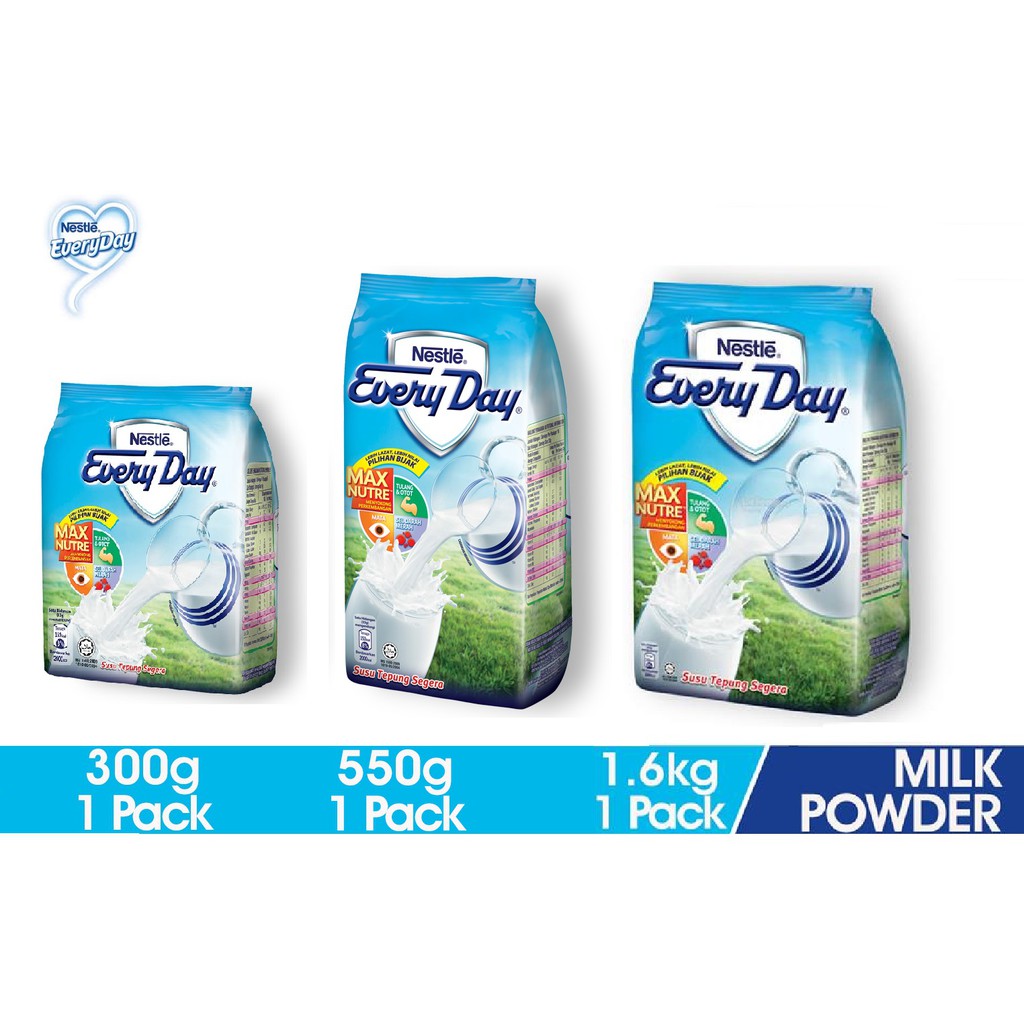 NESTLE EVERYDAY MILK POWDER SOFTPACK 300G / 550G / 1.6KG | Shopee Malaysia
