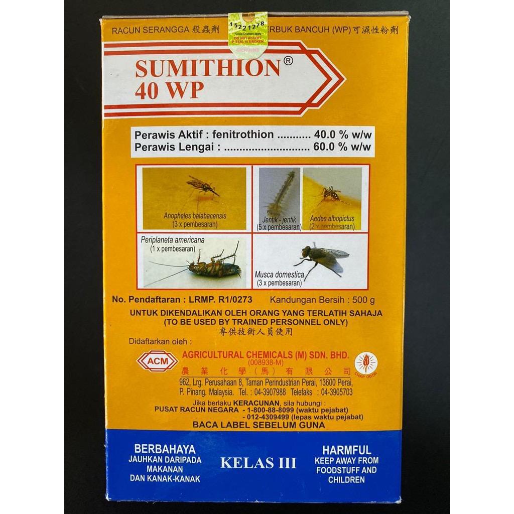 Sumithion 500G 40 WP Fenitrothion 40% Insecticide Racun Serangga Pest ...
