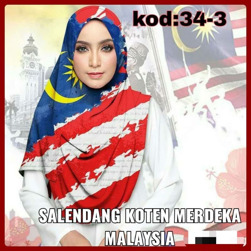 TUDUNG SHAWL COTTON MERDEKA CORAK 2021 READY STOCK | Shopee Malaysia