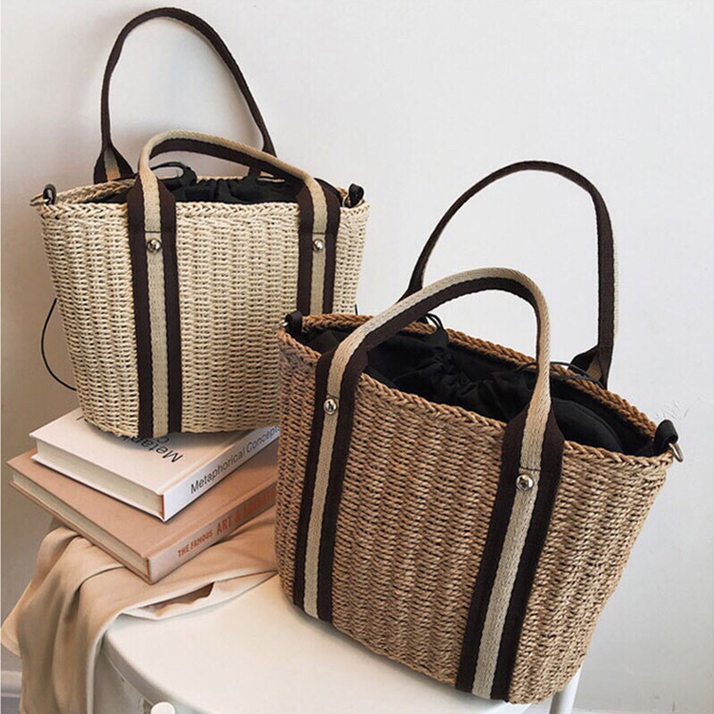 Beg rotan / rattan straw bag / bucket handbag / beg tangan | Shopee ...