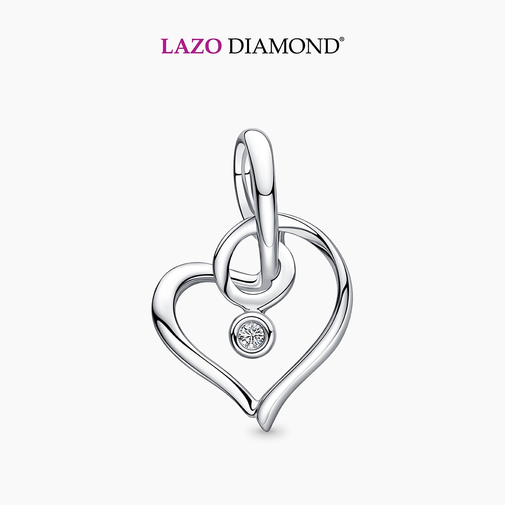 LAZO DIAMOND Minimalist Heart Swirl Diamond Pendant in 9k White Gold ...