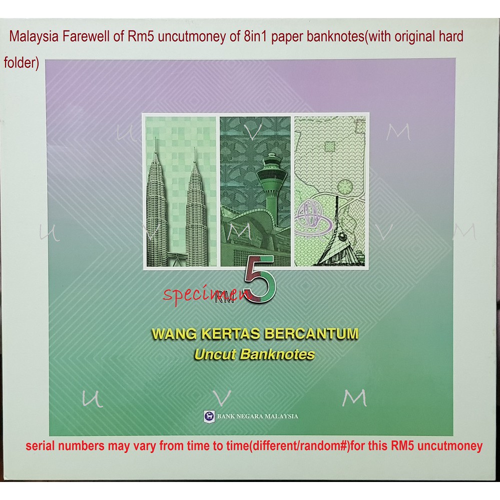Malaysia Farewell of Rm5 uncutmoney of 8in1 paper banknotes(SOLD ...