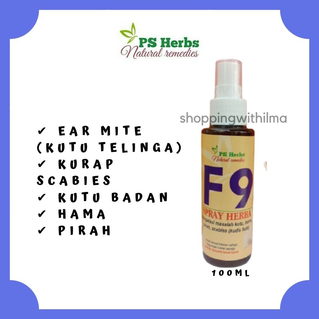 Spray Herba F9 ( ubat kutu kucing / kutu telinga / earmite / hama ...