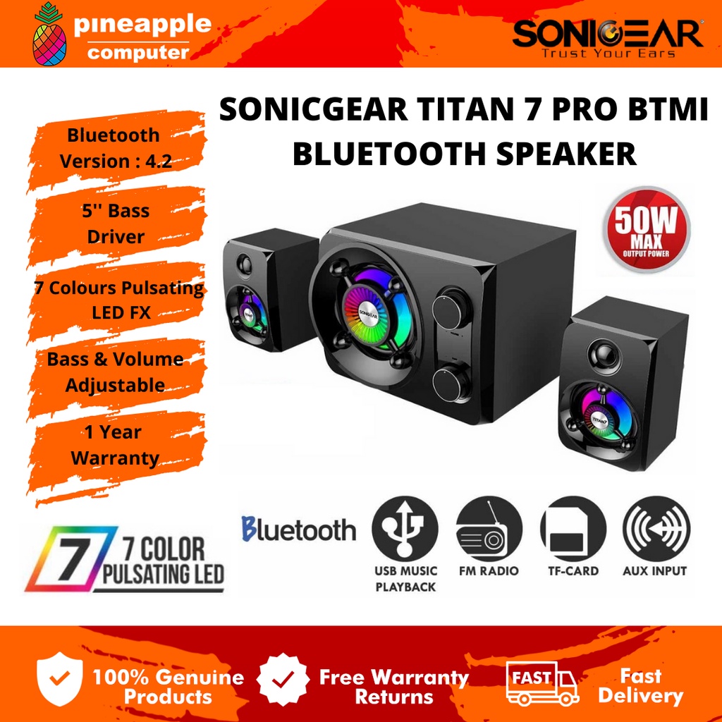 SonicGear Titan 7 Pro BTMI Bluetooth Speaker with Bass Driver/FM Radio ...