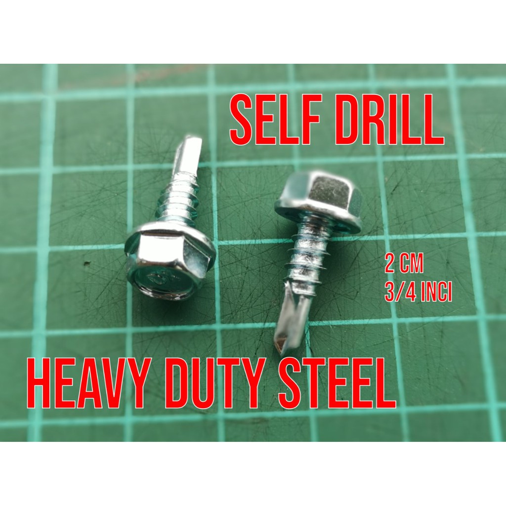 Skru besi 50 pcs / C-Chanel / 20 mm / Self drilling screw HEX head ...