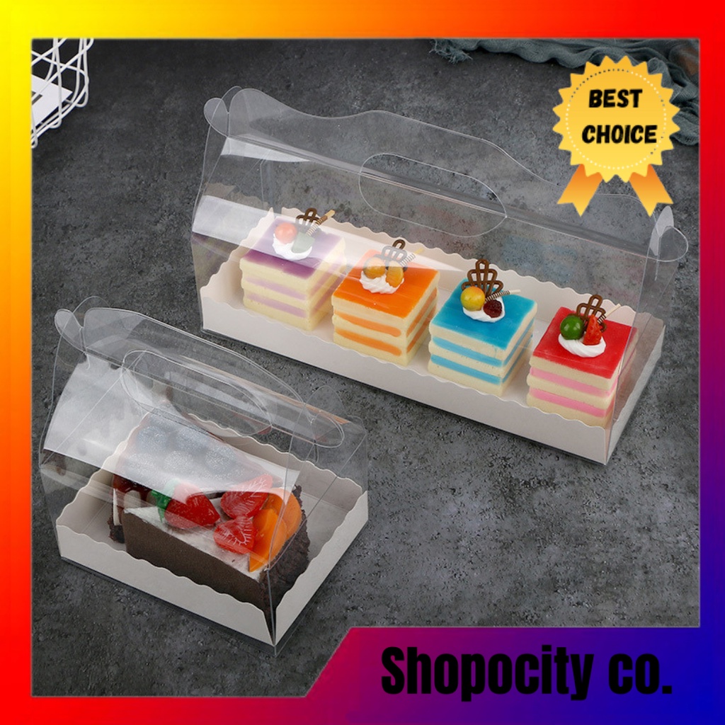 Transparent Cake Box with Handle Portable Pastry Slice Cake Packaging ...