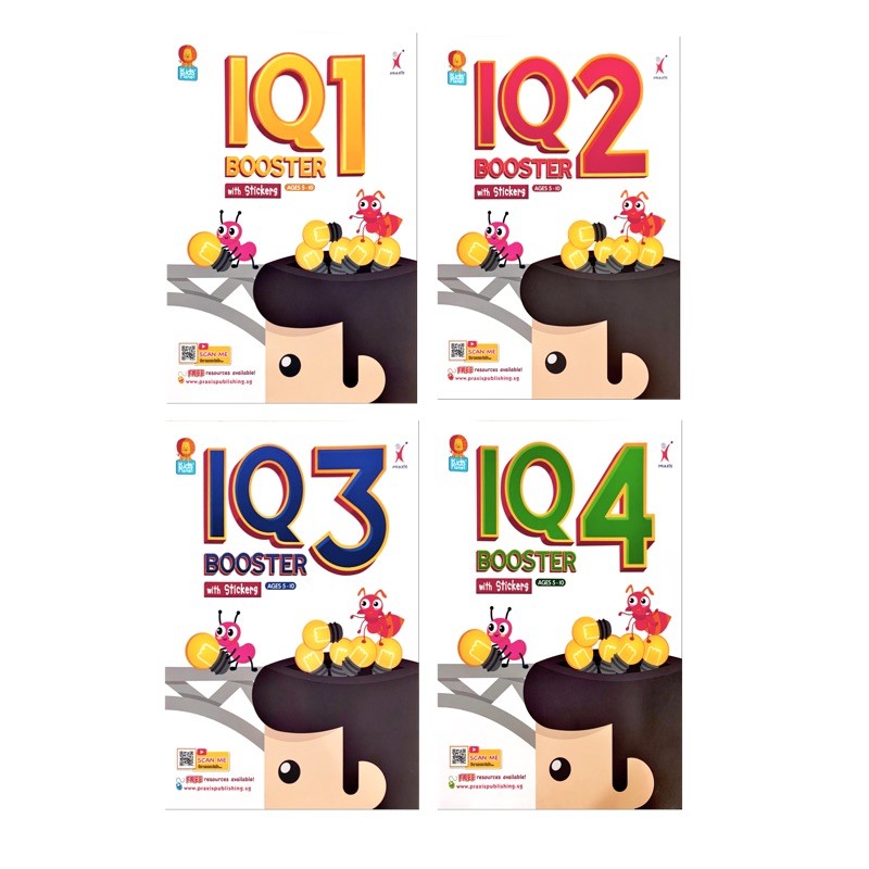 IQ BOOSTER BOOK 1-4 with STICKERS IQ Game Book Children Fun and ...