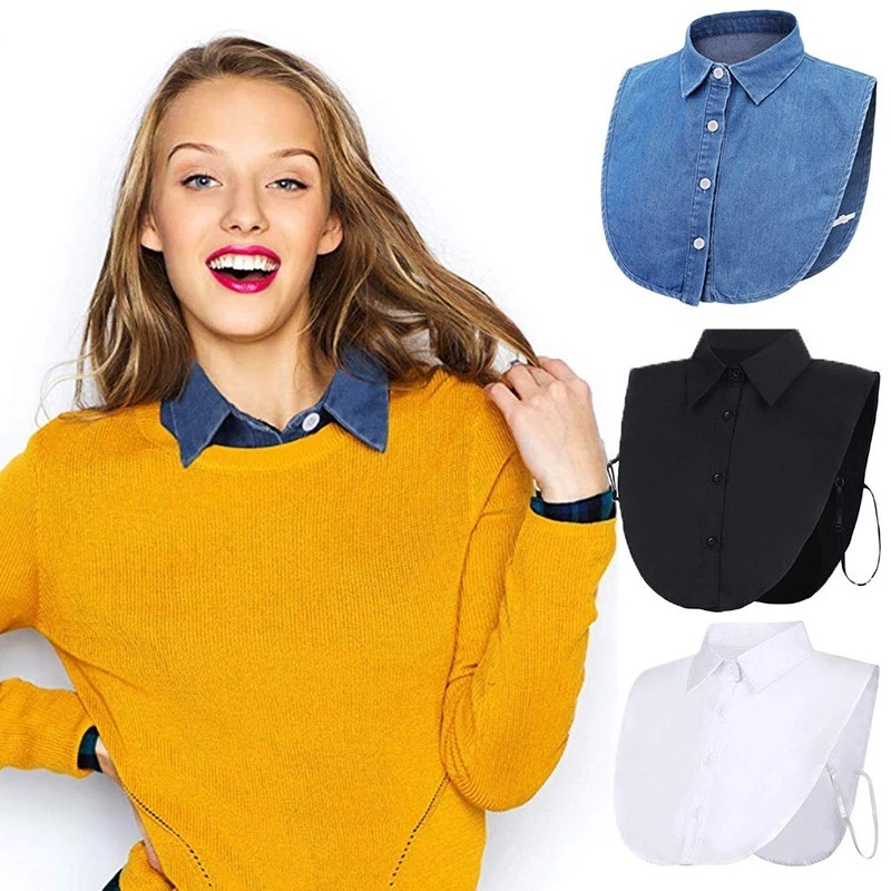 [Invincible] Fashion Detachable Denim Fake Collar Shirt/ False Blouse ...