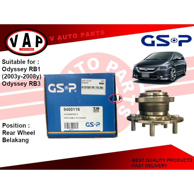 Honda Odyssey RB1 RB3 Rear Wheel Bearing 9400116 (GSP) RW BRG With Hub ...