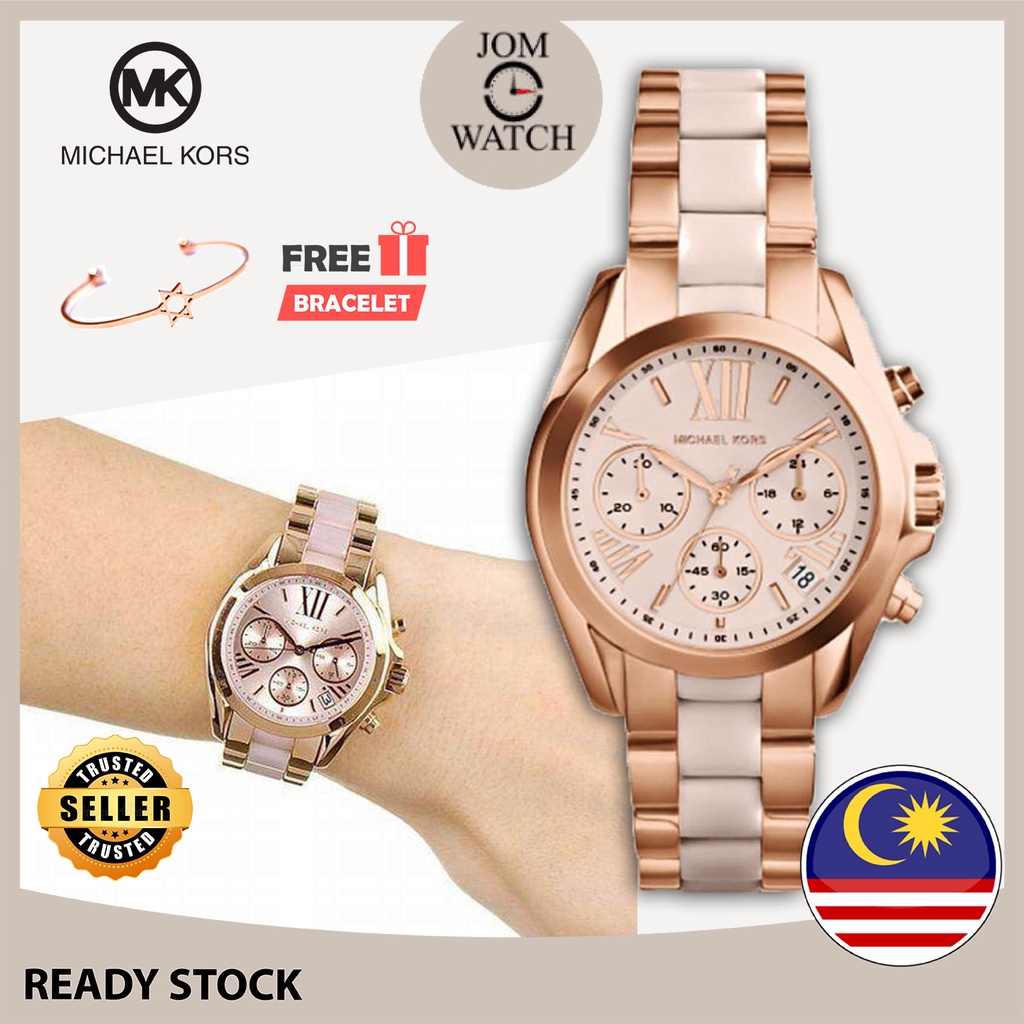 [Authentic] MICHAEL KORS MK6066 Rose Dial Rose Gold-tone Watch (2 Years ...