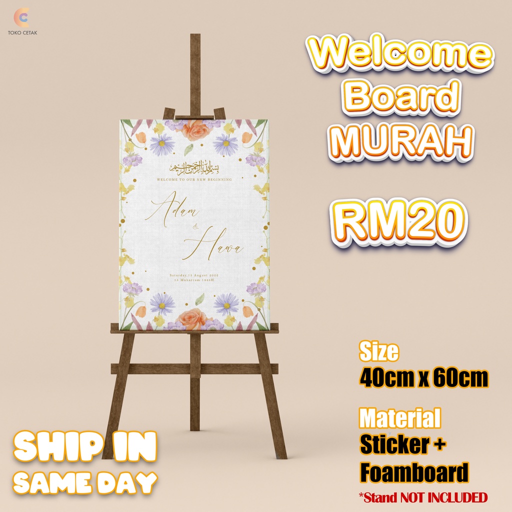Welcome Board A2 | MURAH Wedding Signage | Papan Selamat Datang ...