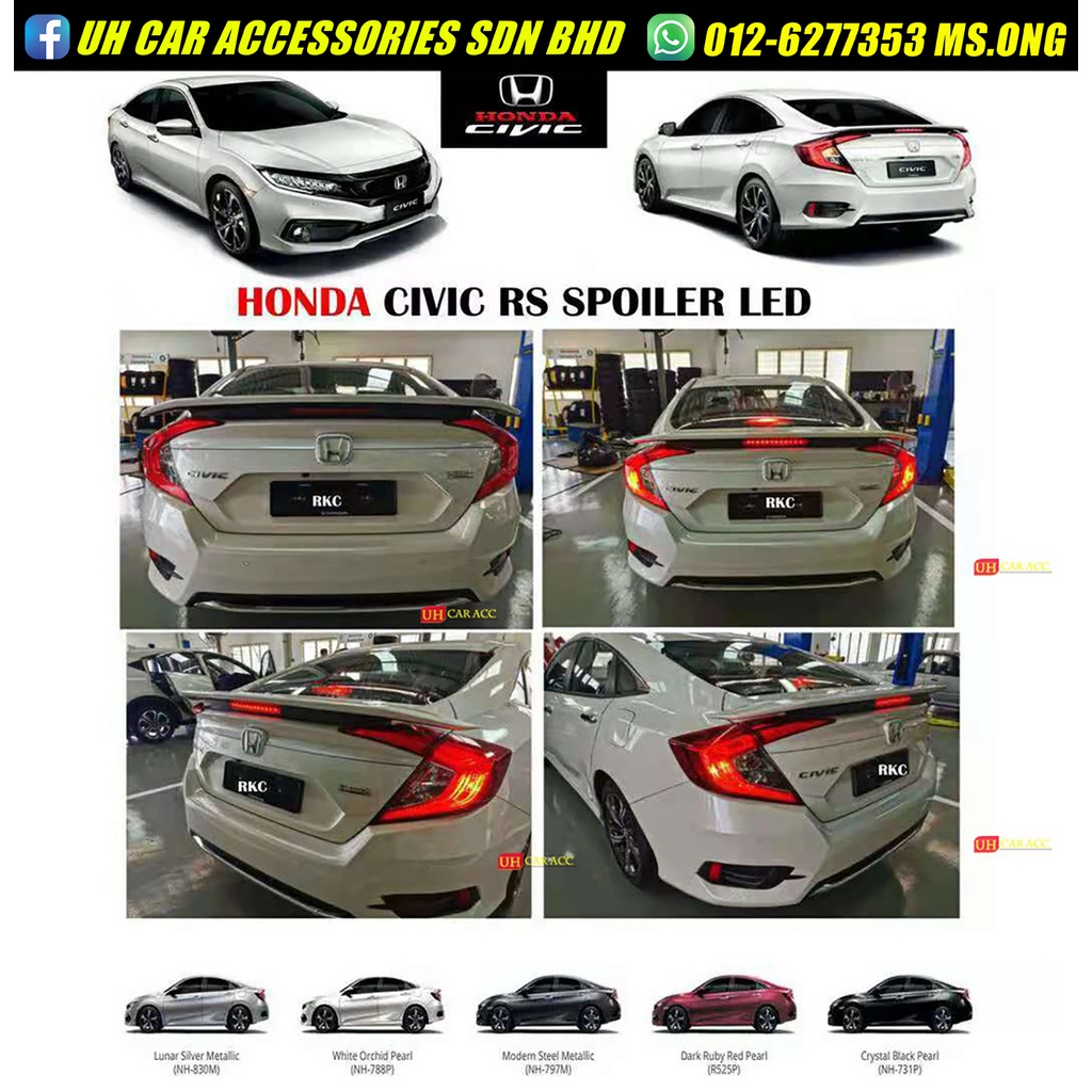 Honda Civic FC 2016-2021 OEM RS Spoiler Rear Trunk Spoiler With LED ...
