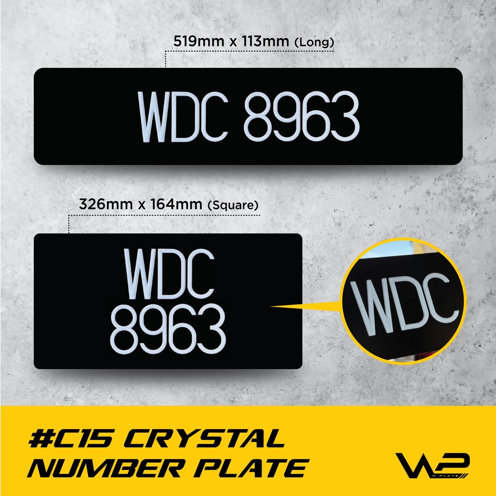 #C15_L63 (2MM) CRYSTAL NUMBER PLATE / ACRYLIC FONTS / CRYSTAL NOMBOR ...