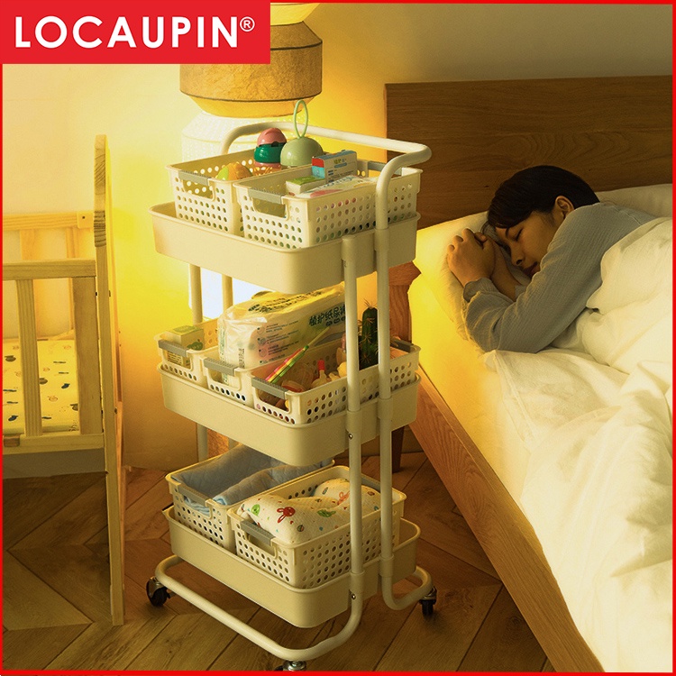 Locaupin 3 Tier Trolley Storage Racks Office Shelves Book Shelving Toys ...