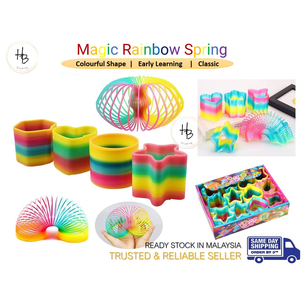 Children Kids Colorful Magic Rainbow Spring Toy Plastic Slinky Circle ...
