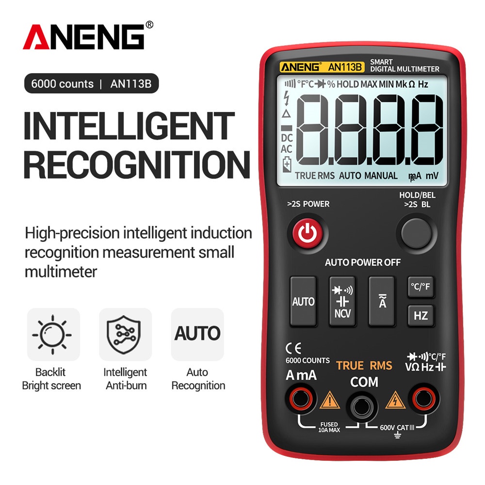 ANENG AN113B 6000 counts intelligent true RMS digital multimeter LCV ...