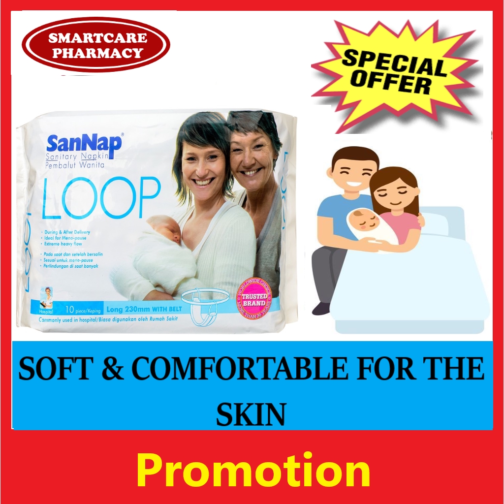 SanNap Loop Maternity Sanitary Napkin 230mm With Belt 10pcs (Pad ...
