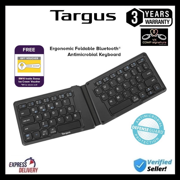TARGUS AKF003 ERGONOMIC FOLDABLE BLUETOOTH KEYBOARD | Shopee Malaysia