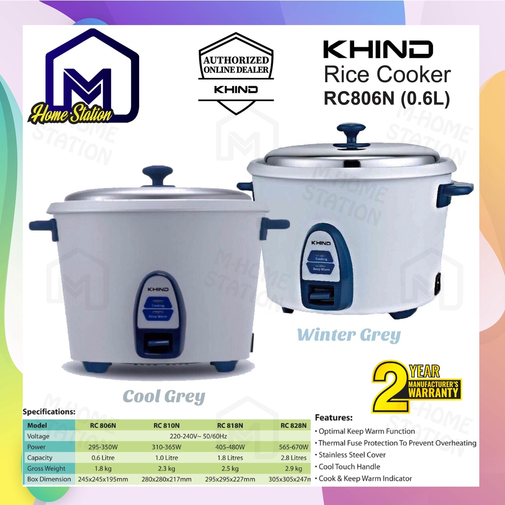Khind Mini Rice Cooker 0.6L Keep Warm Function Small Capacity RC806N 0 ...