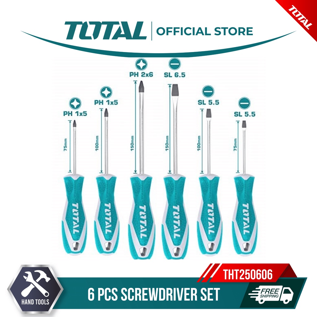 Total Screwdriver Set (6 Pcs) THT250606 | Shopee Malaysia