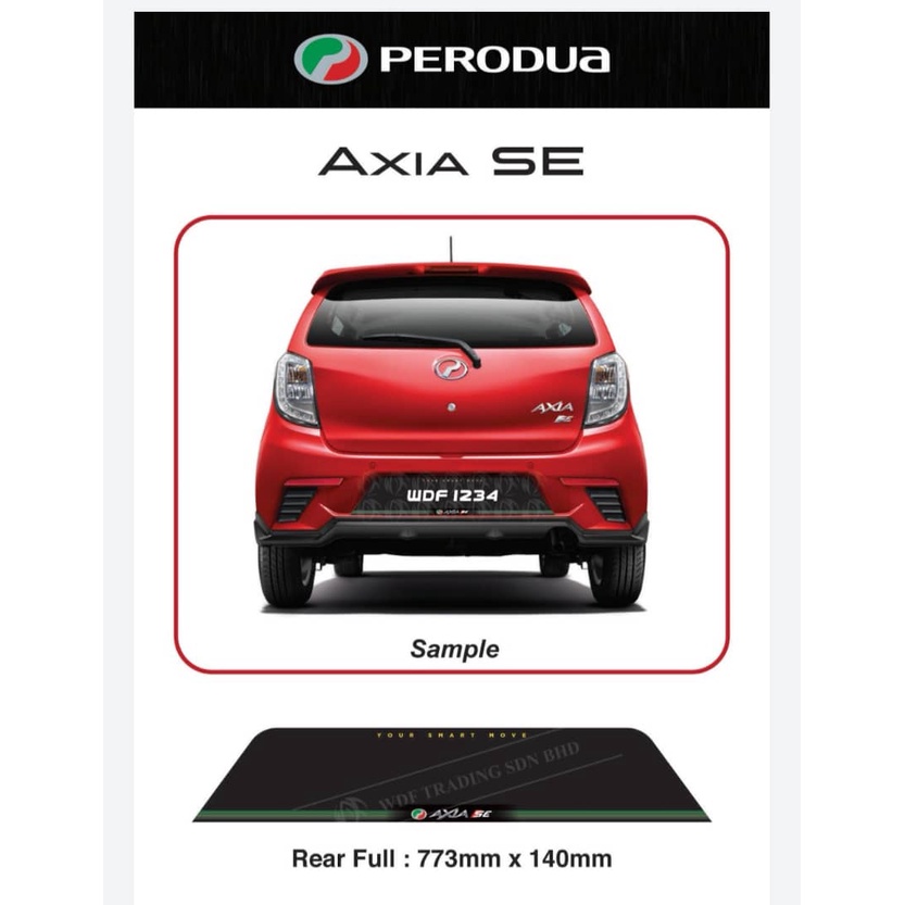 Acrylic Kereta Plat Nombor Papan belakang penuh perodua AXIA SE logo ...