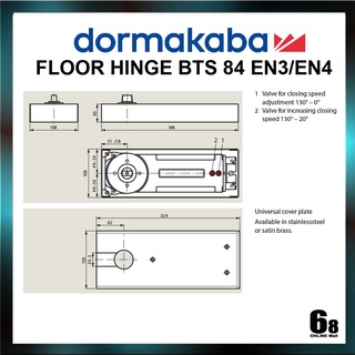 DORMA / DORMAKABA BTS 84 EN3/ EN4 BTS 60 EN3 Floor Spring Floor Hinge ...