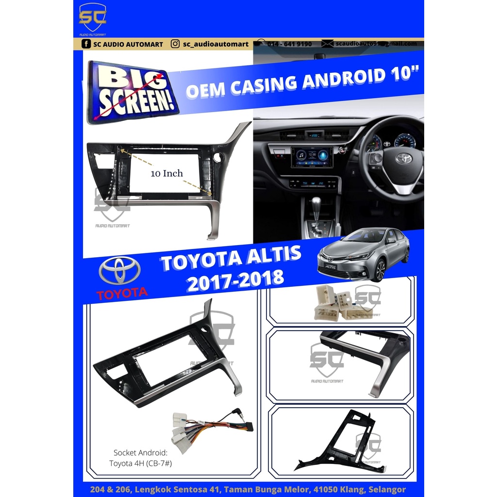 Toyota Corolla Altis 2017 - 2018 10" Inch Android Player Casing ...