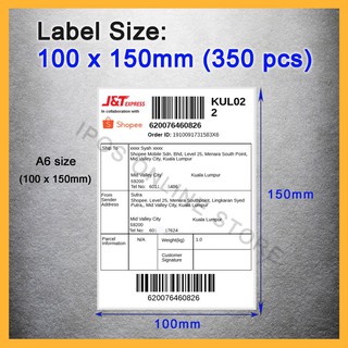 A6 Thermal Label Sticker for Shopee Lazada Air Waybill / Consignment ...
