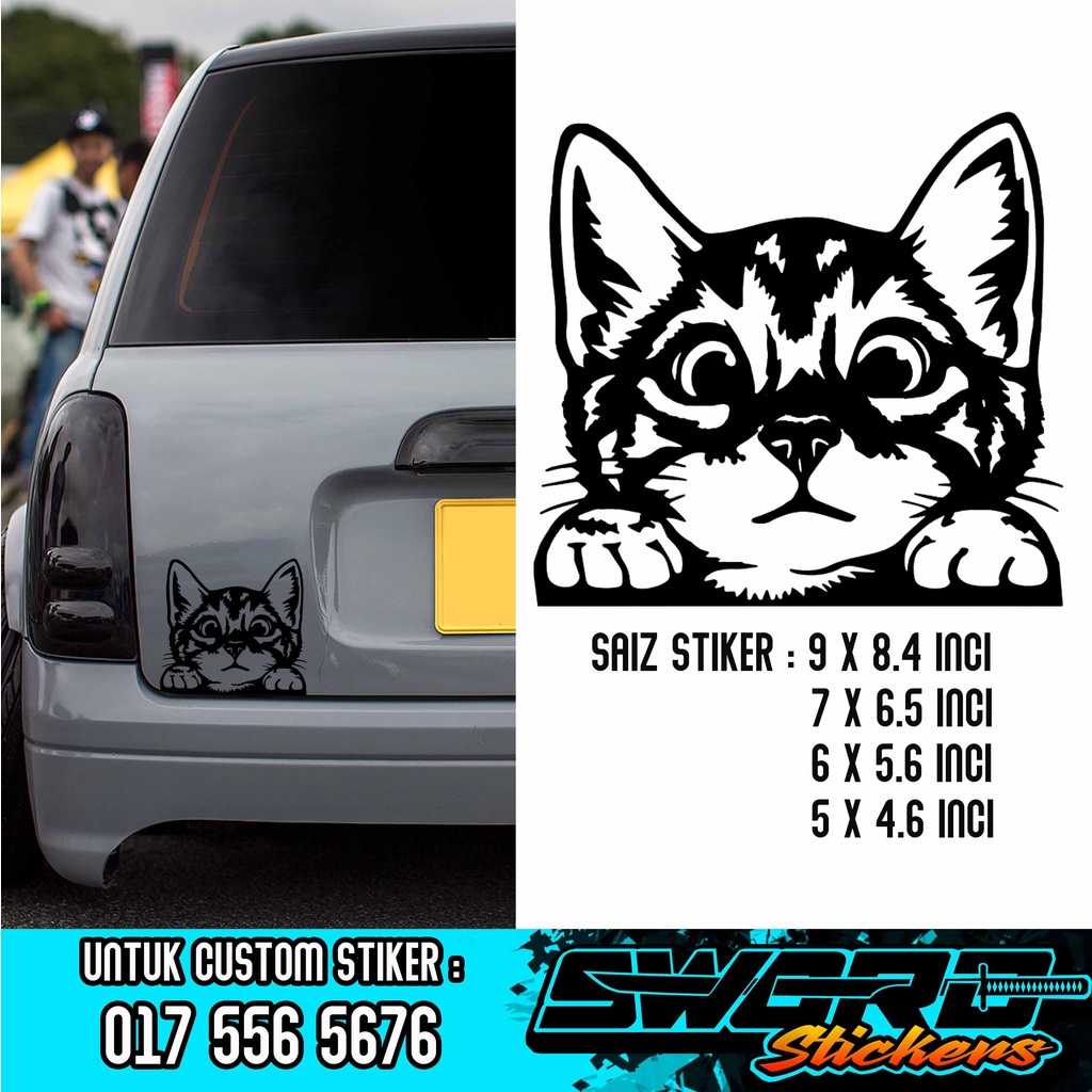 STIKER KUCING / CAT STICKER / KUCING COMEL / STIKER KERETA / STIKER ...