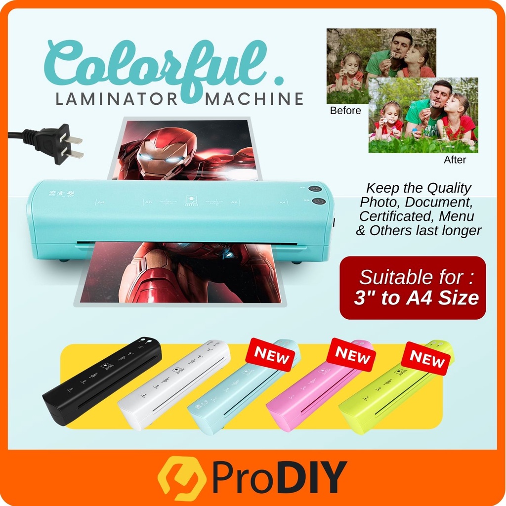 Laminator A4 Paper Film Laminate Machine Laminating Thermal Household School Photo Document ...