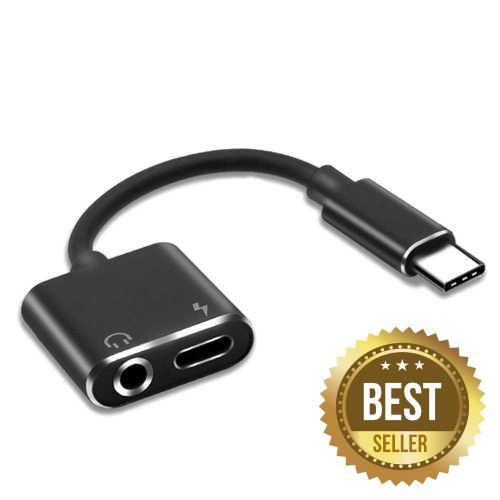 2 in 1 Type-C Audio Charging Adapter (Black) | Shopee Malaysia