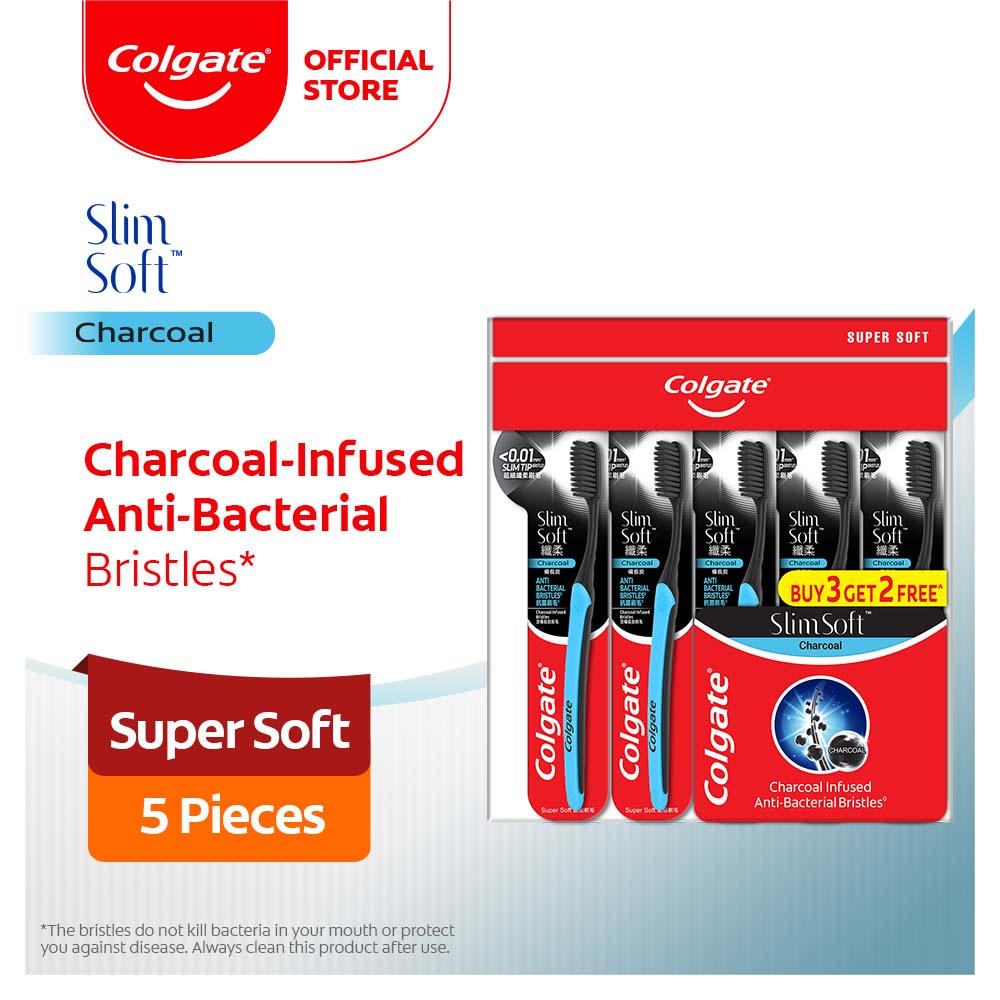 Colgate SlimSoft Charcoal Toothbrush Valuepack 5s (Ultra Soft) | Shopee ...