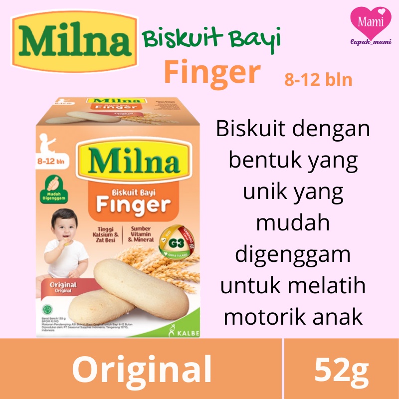 Milna Biscuit Finger Original 52g Baby Snack Biscuits Age 8-12 Months ...