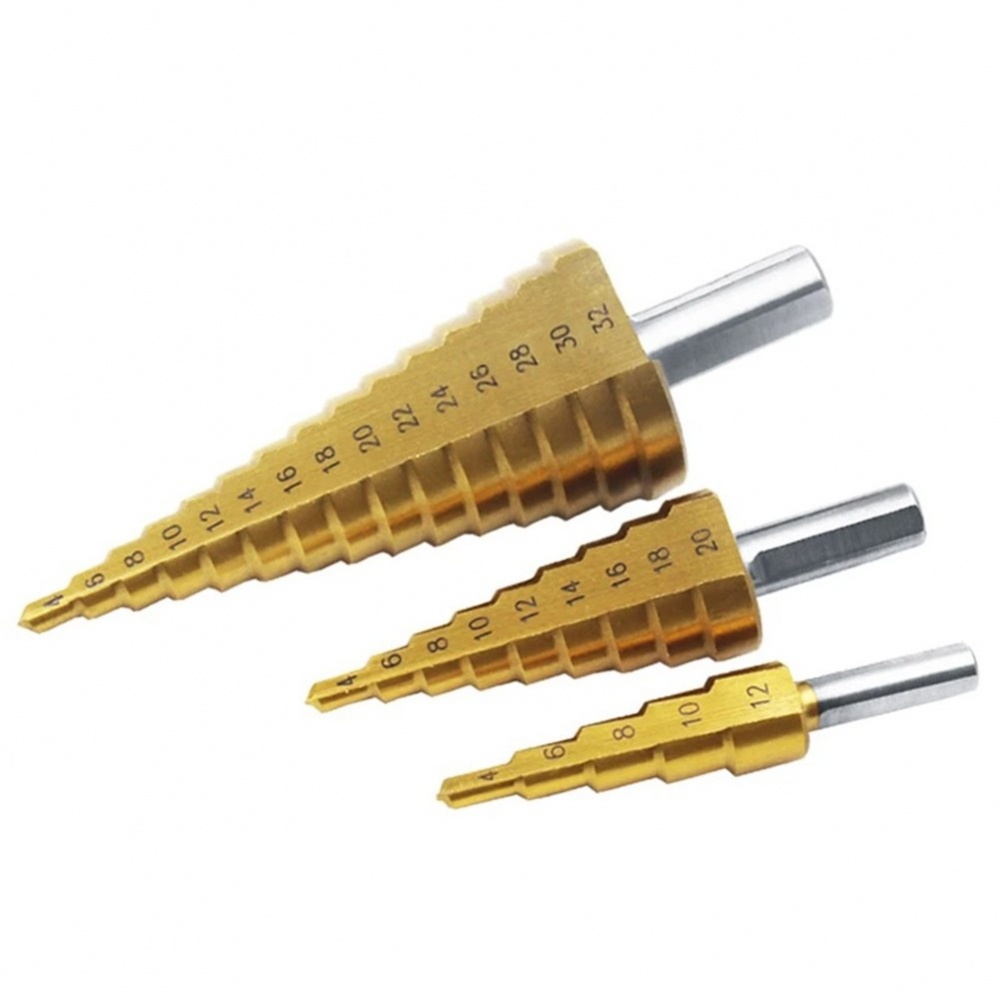 HSS Steel Step Cone Titanium Coated Metal Drill Bit Hole Cutter 4-12/20 ...