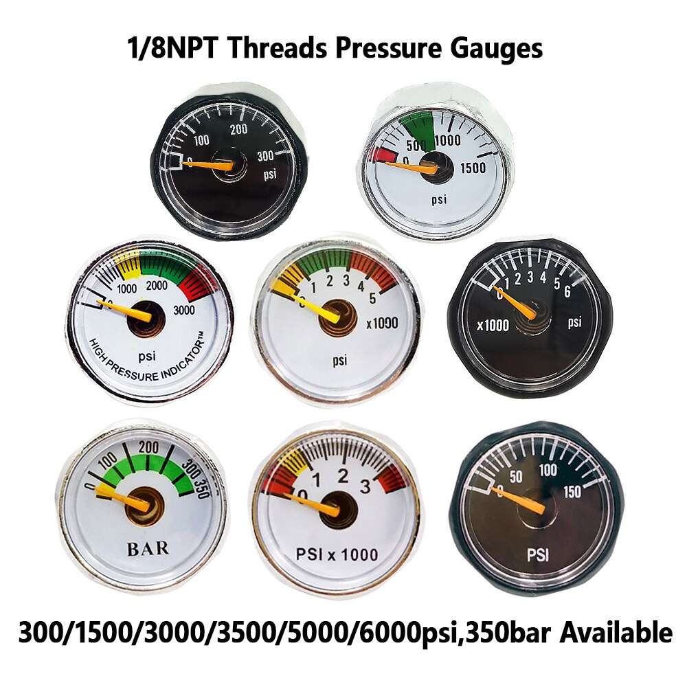 Paintball PCP Pressure Gauge 150/300/1500/3000/5000/6000psi/350bar Mini ...