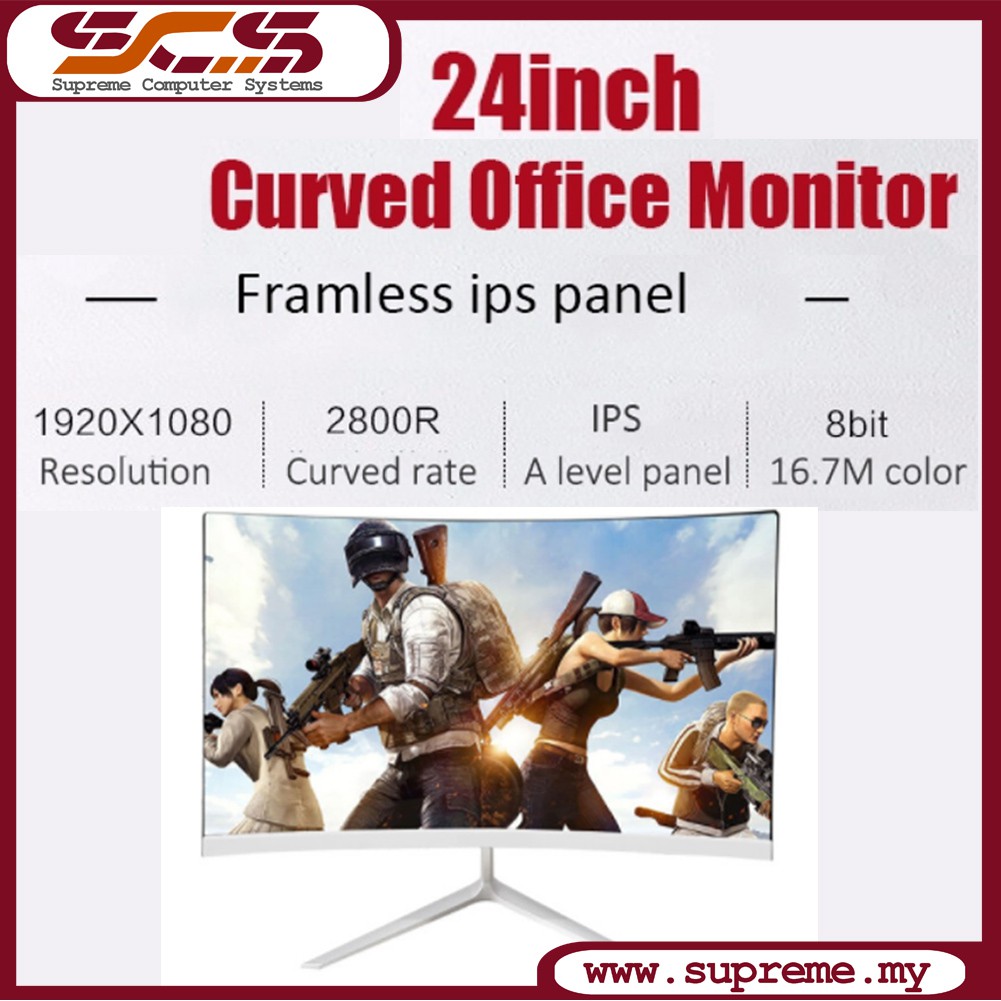 [READYSTOCK] Black Square 24 inch LED Curved Monitor PC Screen ...