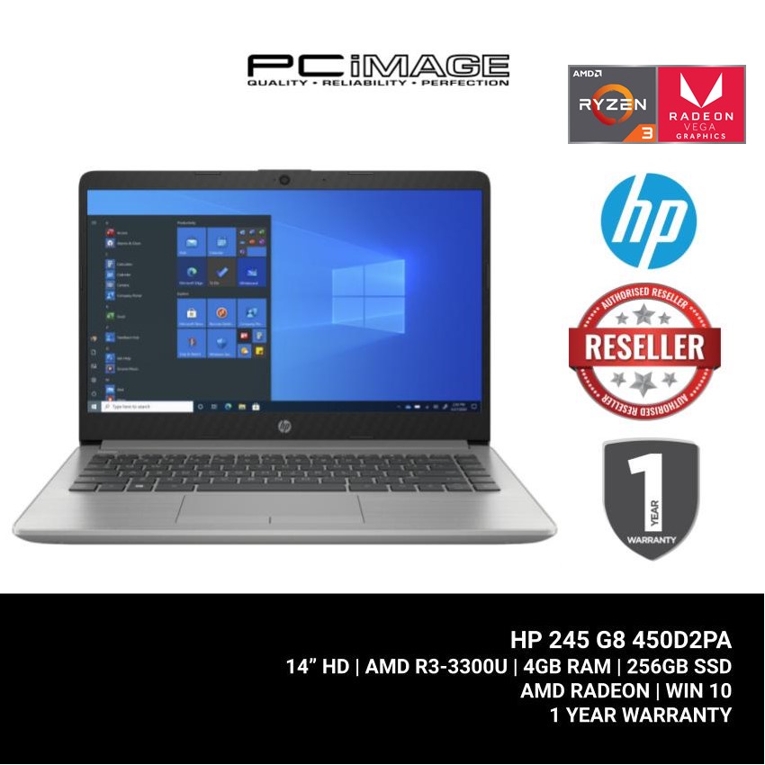HP 245 G8 450D2PA 14" LAPTOP (R3 3300U, 4GB, 256GB, W10) | atelier-yuwa ...