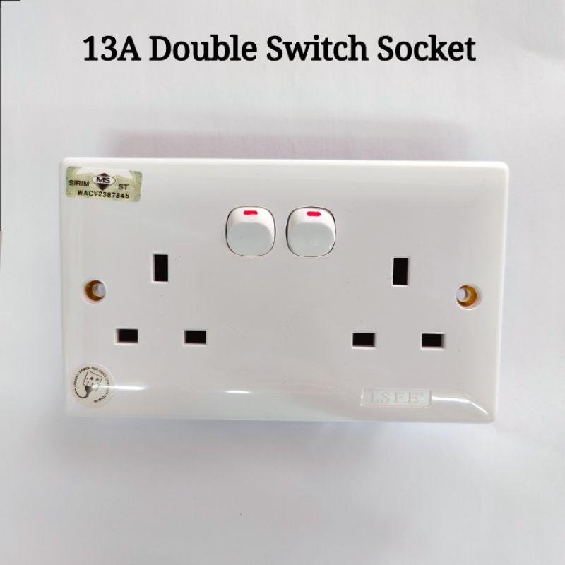 Plug Switch Socket Outlet 13A Double Switch Socket | Shopee Malaysia