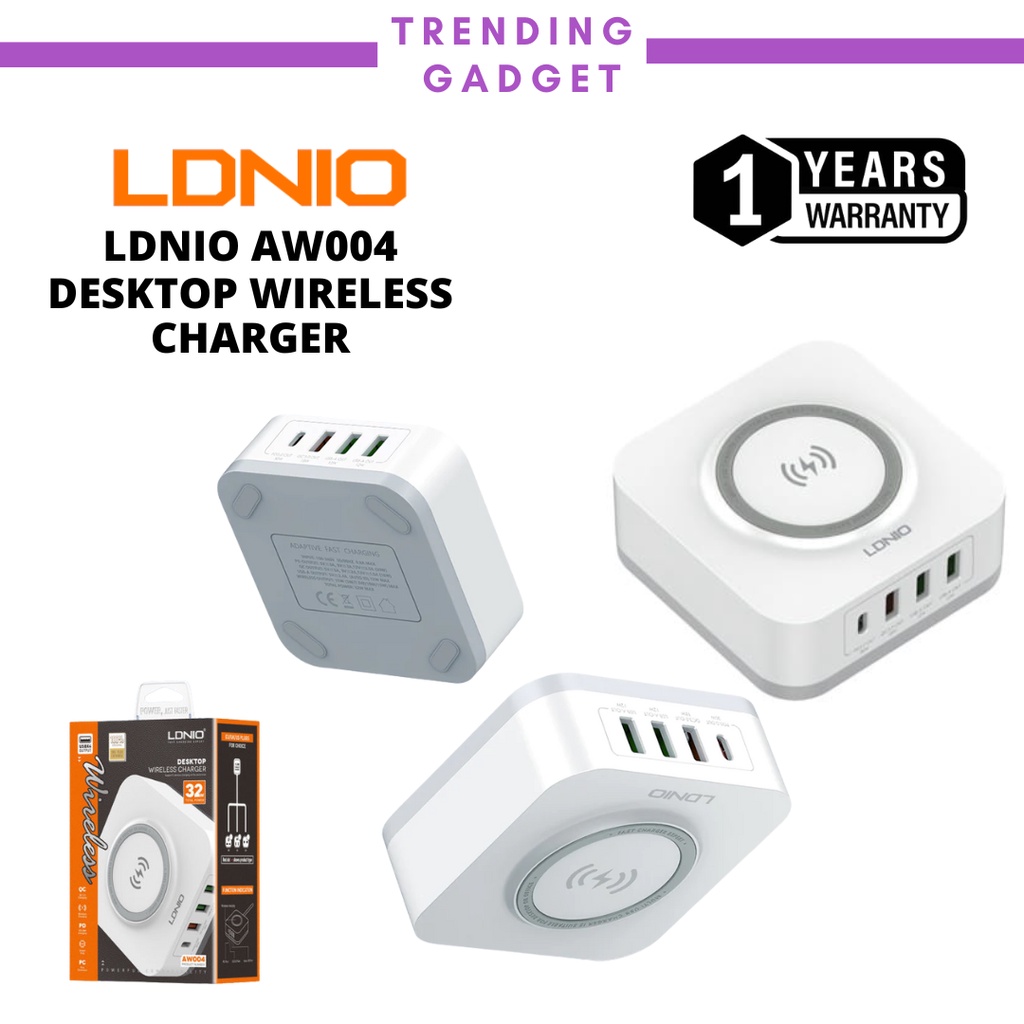 LDNIO AW004 32W Desktop Wireless Charger with 4 USB Port QC3.0+PD 30W ...
