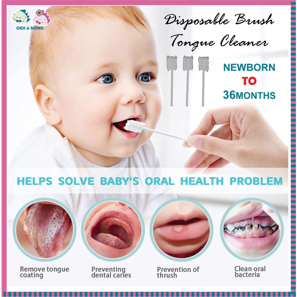[1pcs] Disposable Brush Tongue Cleaner Oral Stick Berus Kain Pencuci ...