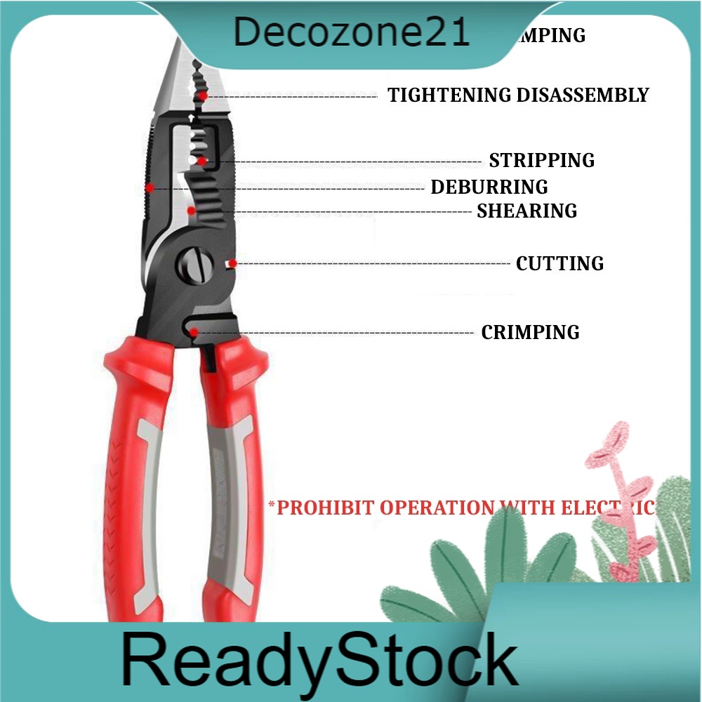 8 Inchlong Nose Plier Wire Stripper Cutter Terminal Crimper Cable ...