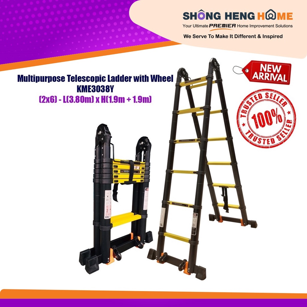 RM30 OFF [12 STEPS/3.8M] Telescopic Multipurpose Ladder KME3038Y ...